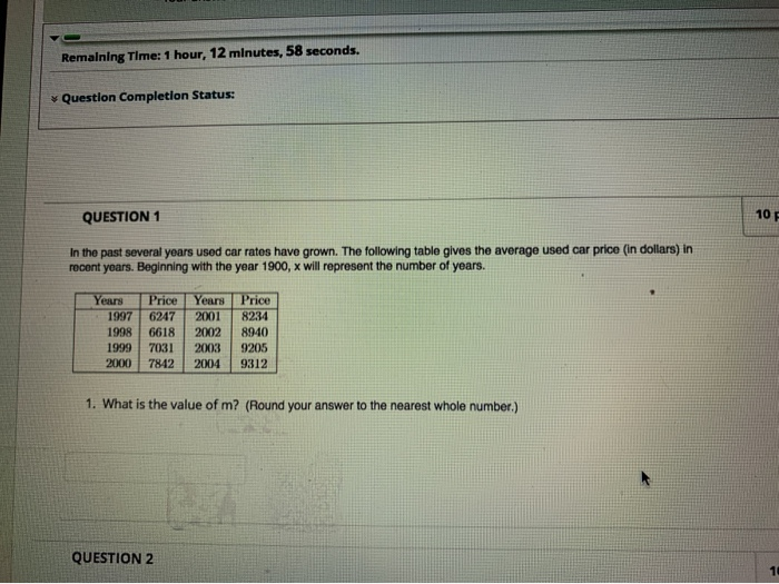 Solved Remaining Time: 1 hour, 12 minutes, 58 seconds. | Chegg.com
