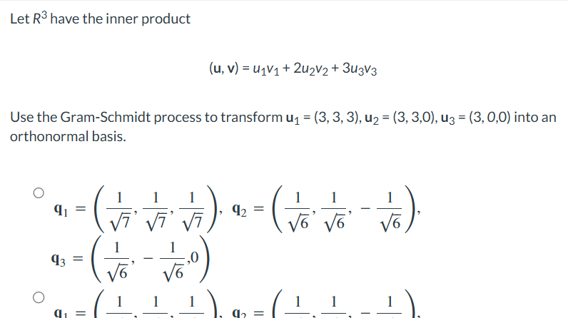 Solved Let R3 ﻿have the inner | Chegg.com