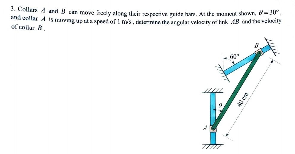 Solved 3. Collars A and B can move freely along their | Chegg.com