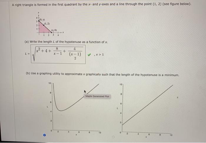 Solved A right triangle is formed in the first quadrant by | Chegg.com