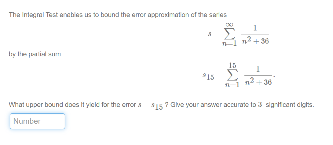 Solved The Integral Test enables us to bound the error | Chegg.com