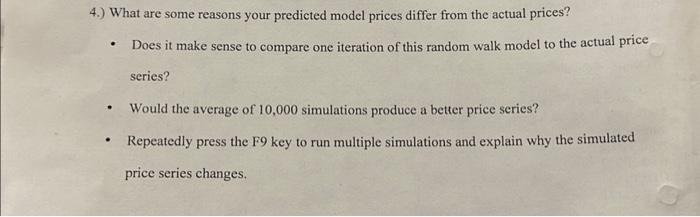 Solved 4.) What are some reasons your predicted model prices | Chegg.com