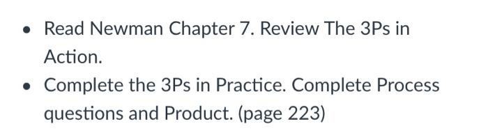 - Read Newman Chapter 7. Review The 3Ps in Action. - | Chegg.com