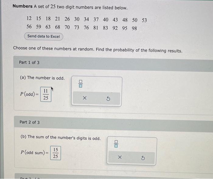Solved Numbers A set of 25 two digit numbers are listed | Chegg.com