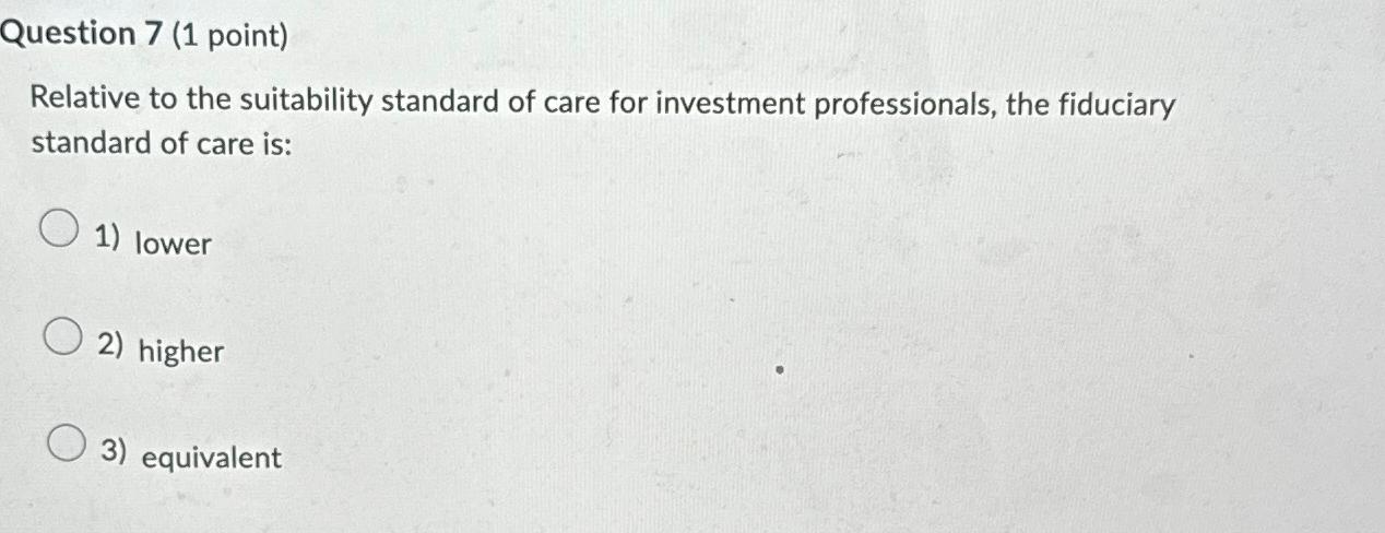 Solved Question 7 (1 ﻿point)Relative to the suitability | Chegg.com