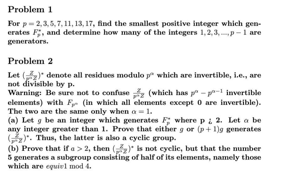 Solved Problem 1For p=2,3,5,7,11,13,17, ﻿find the smallest | Chegg.com