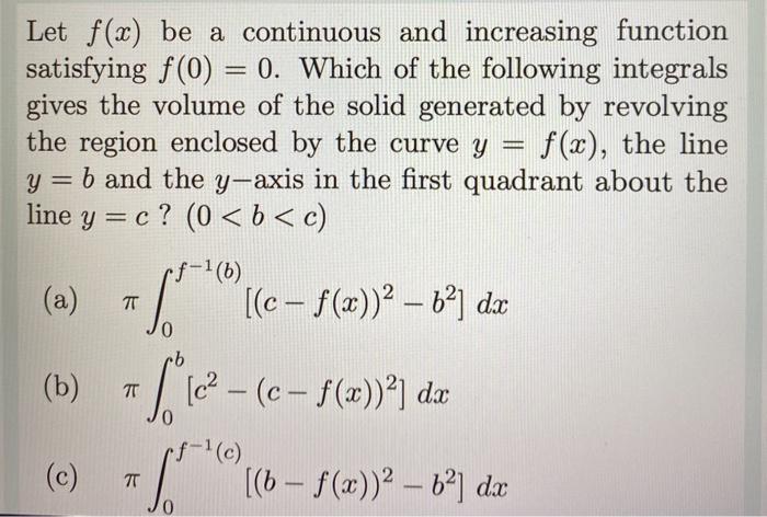 Solved Let f(x) be a continuous and increasing function | Chegg.com