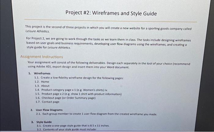 Solved Project #2: Wireframes and Style Guide This project | Chegg.com