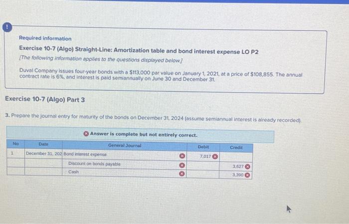 Solved Required information Exercise 10-7 (Algo) | Chegg.com