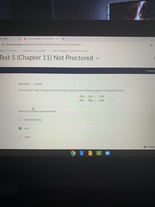 Solved ay Login X Test 5 (Chapter 11) Not Proctox + . | Chegg.com