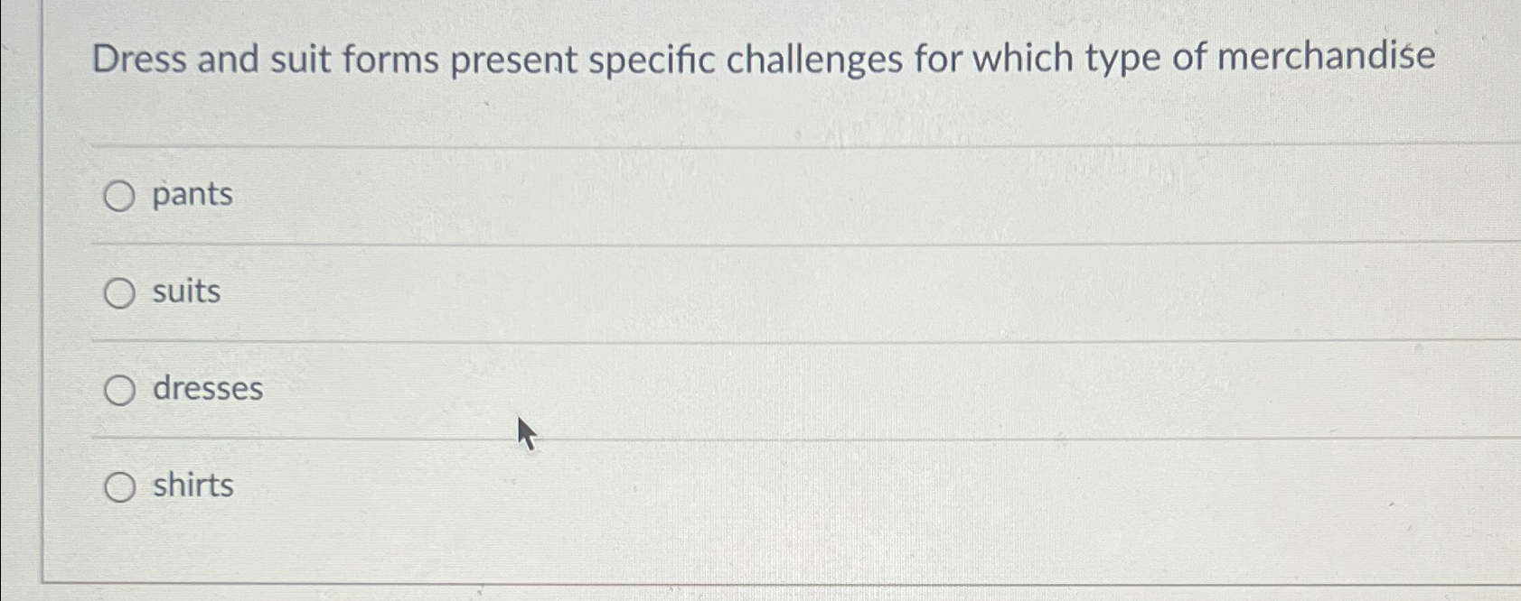 Solved Dress and suit forms present specific challenges for | Chegg.com