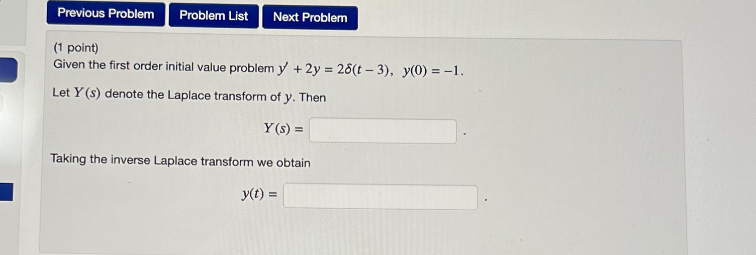 Solved (1 ﻿point)Given the first order initial value problem | Chegg.com