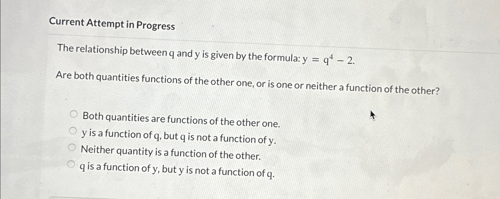 Solved Current Attempt in ProgressThe relationship between q | Chegg.com