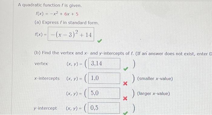 Solved A quadratic function f is given. f(x)=−x2+6x+5 (a) | Chegg.com