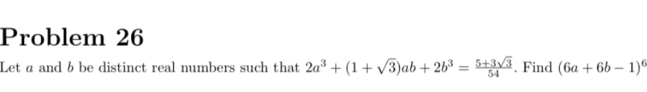 Problem 26Let a and b ﻿be distinct real numbers such | Chegg.com