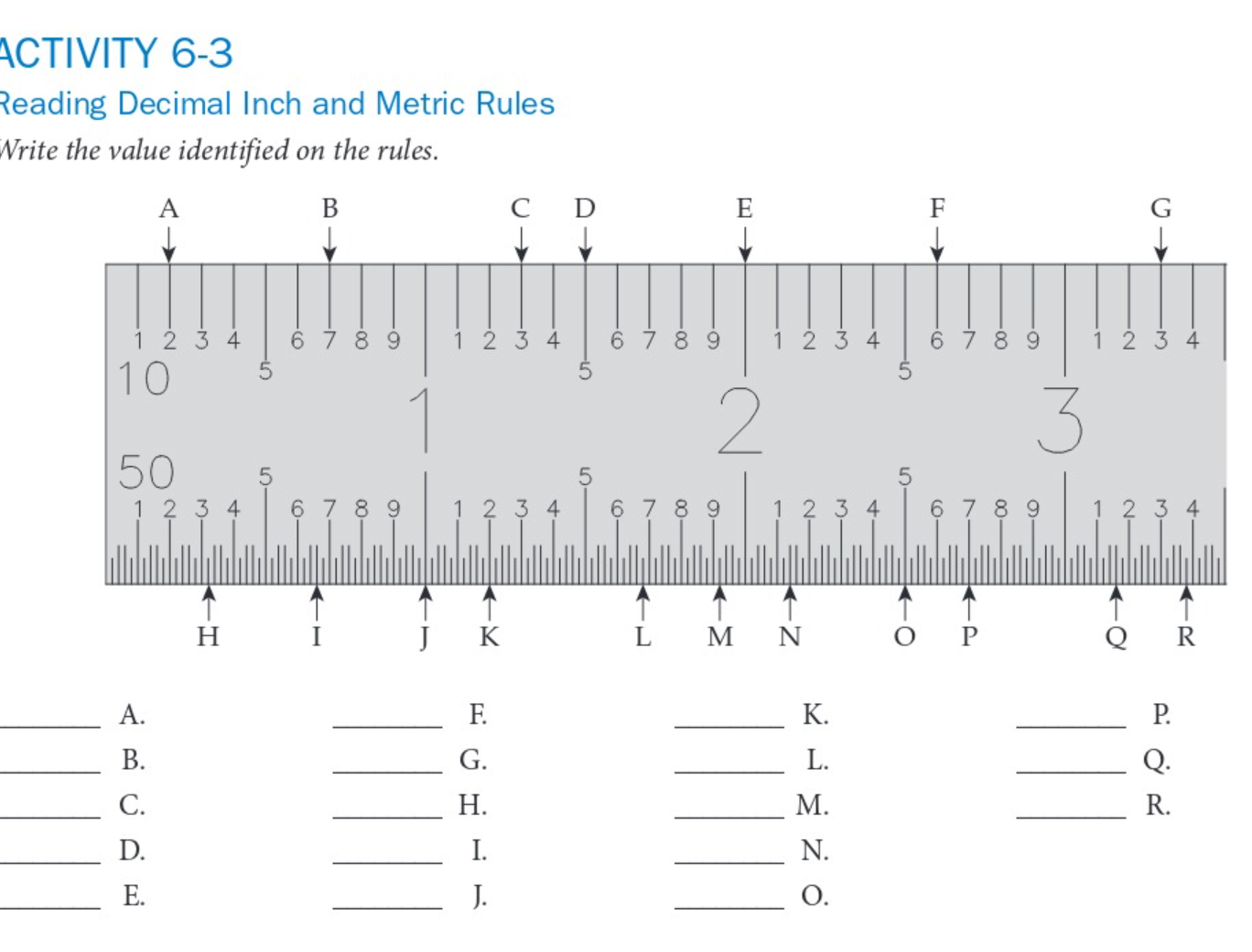 Solved ACTIVITY 6-3 ﻿Reading Decimal Inch and Metric Rules | Chegg.com