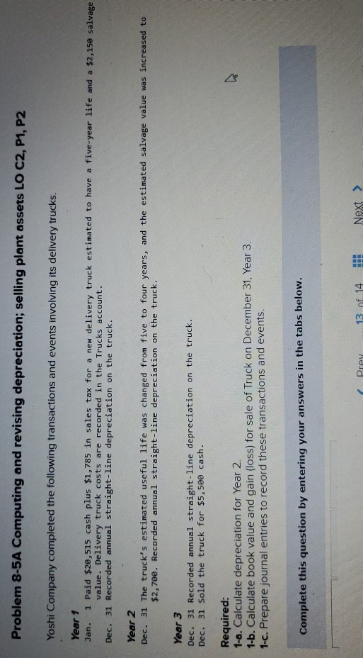 Solved Problem 8-5A Computing and revising depreciation, | Chegg.com