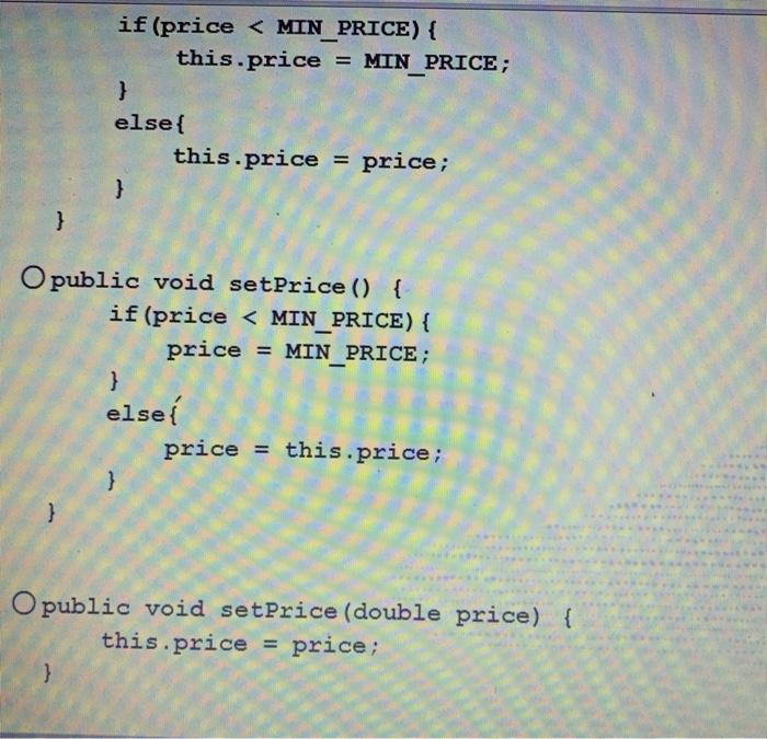 Solved You're encapsulating the clothing class's price field | Chegg.com