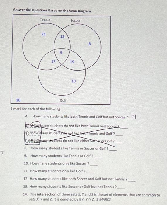 Solved Answer the Questions Based on the Venn Diagram 1 mark | Chegg.com