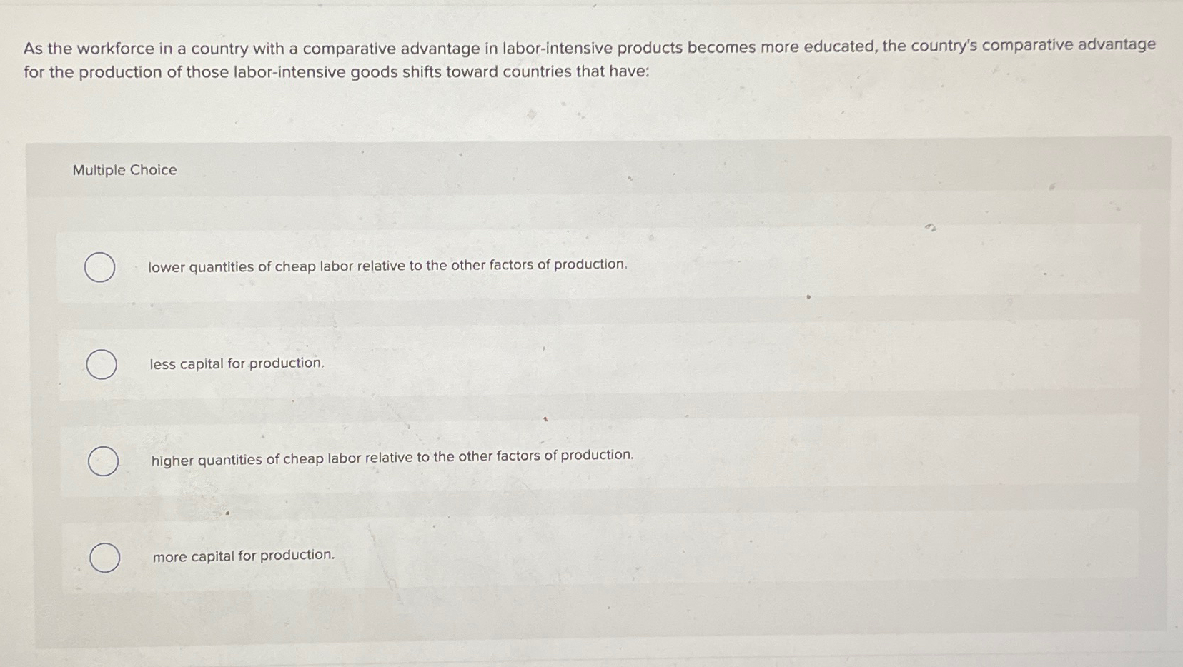 Solved As the workforce in a country with a comparative | Chegg.com