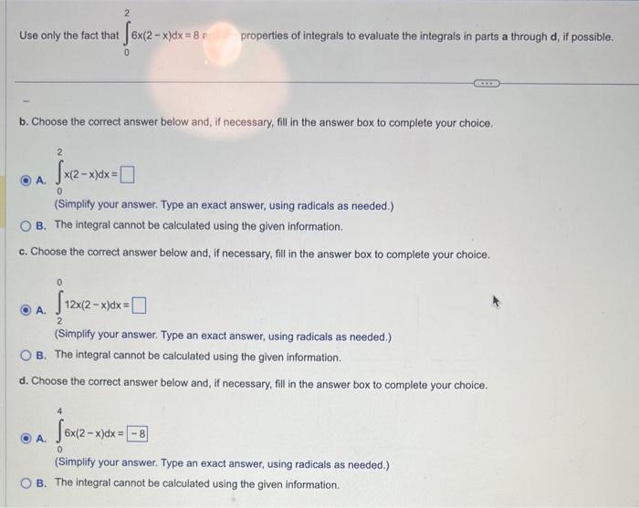 Solved Use only the fact that ∫026x(2−x)dx=8 and the | Chegg.com