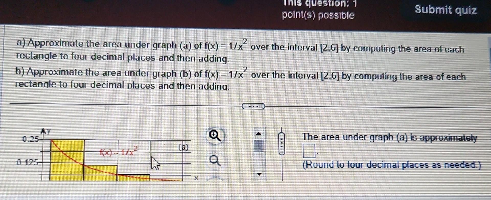 a) Approximate the area under graph (a) of f(x)=1/x2 | Chegg.com