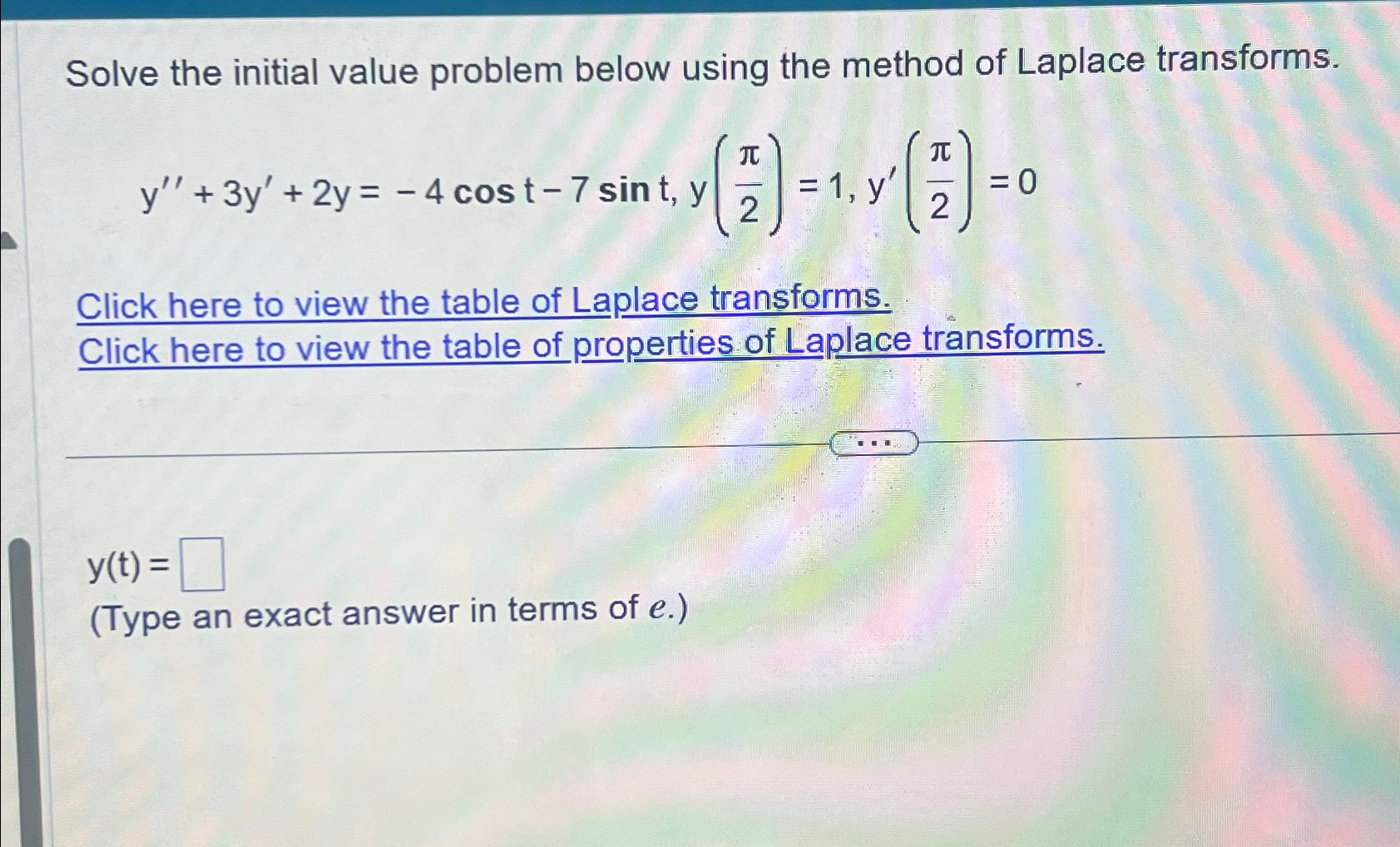 Solved Solve the initial value problem below using the | Chegg.com