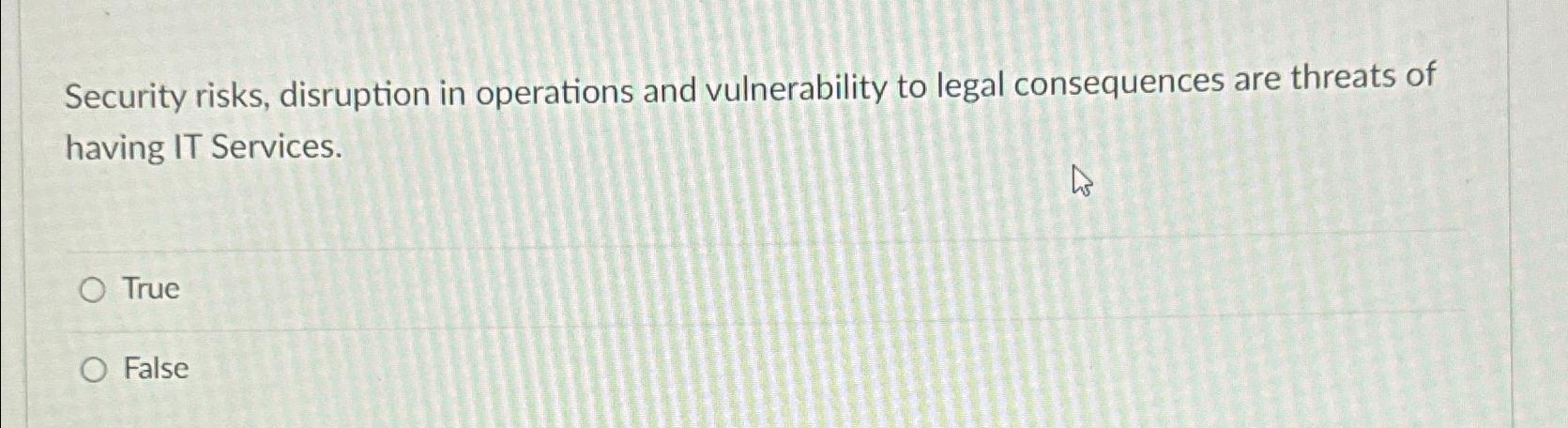 Solved Security risks, disruption in operations and | Chegg.com