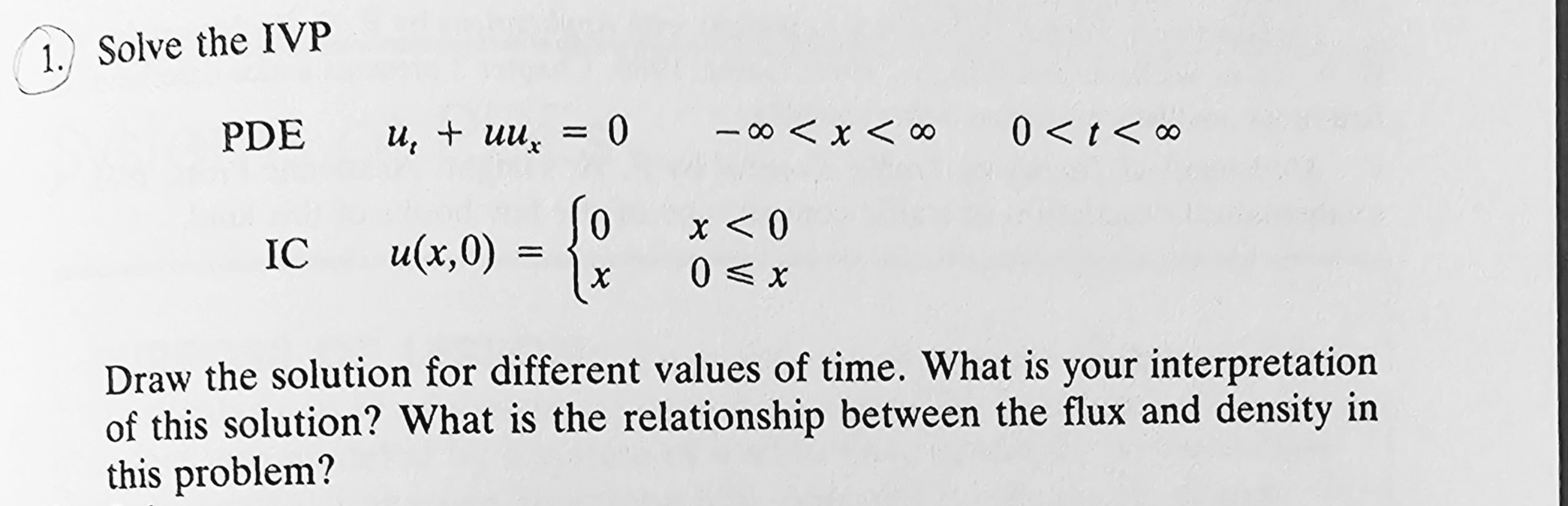 Solve the IVP ﻿PDE ut+∪Ux=0,-∞Draw the solution for | Chegg.com