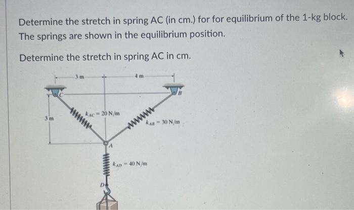 Solved Determine the stretch in spring AC (in cm.) for for | Chegg.com