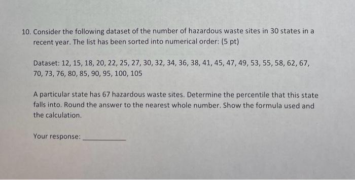 Solved 10. Consider the following dataset of the number of | Chegg.com