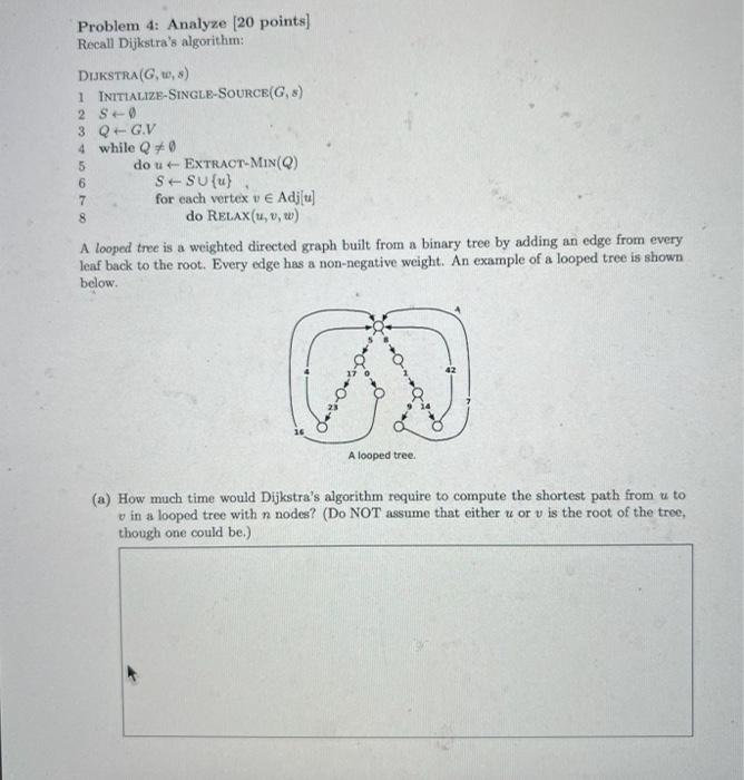 Solved Problem 4: Analyze [20 points] Recall Dijkstra's | Chegg.com