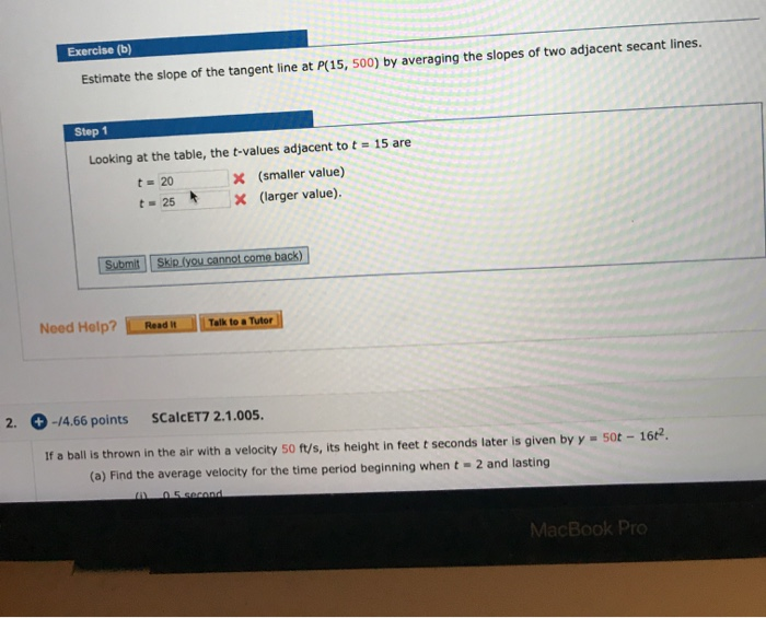 Solved Exercise (b) Estimate the slope of the tangent line | Chegg.com
