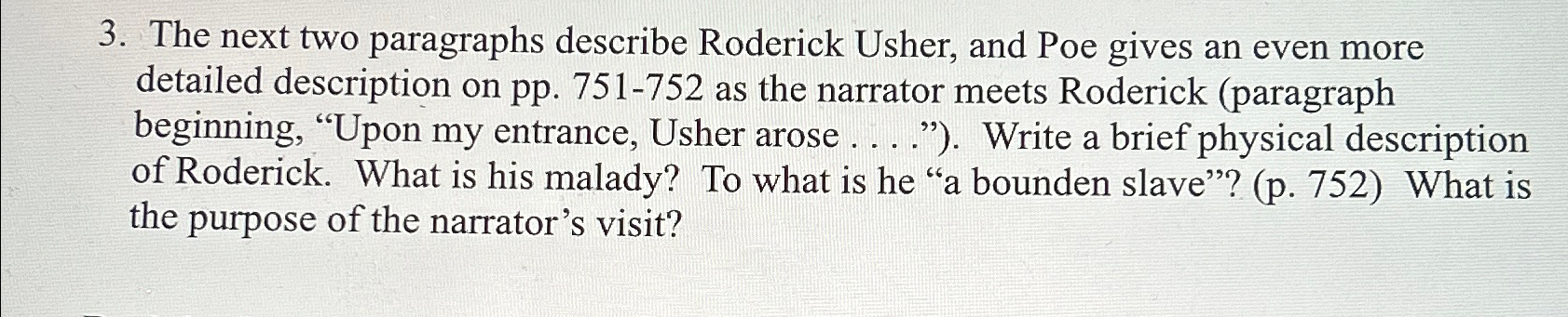 Solved The next two paragraphs describe Roderick Usher, and | Chegg.com