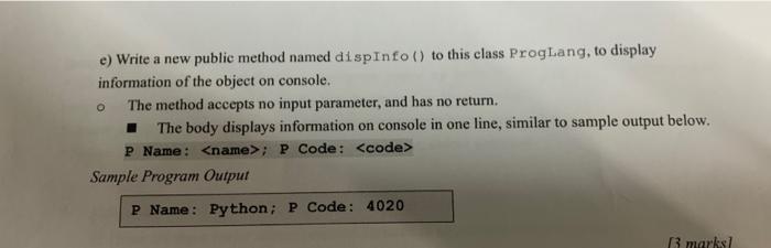 Solved 2. (15 marks) public class ProgLang { / represent | Chegg.com