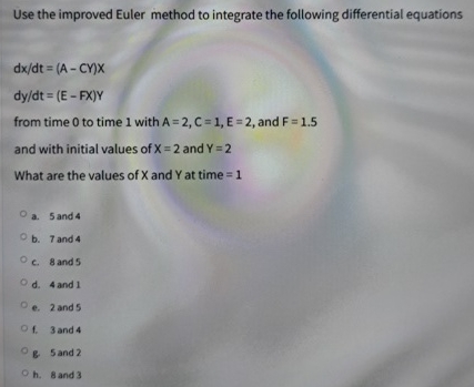 Solved Use the improved Euler method to integrate the | Chegg.com