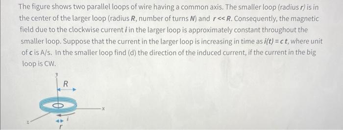 Solved The figure shows two parallel loops of wire having a | Chegg.com