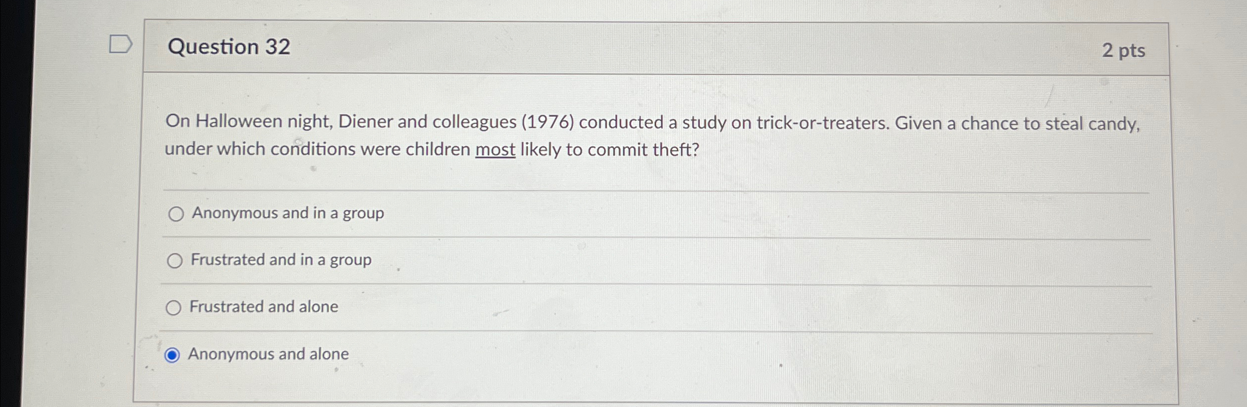 Solved Question 322 ﻿ptsOn Halloween night, Diener and | Chegg.com