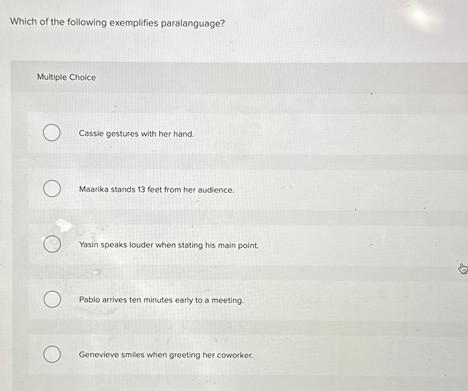 Solved Which of the following exemplifies | Chegg.com