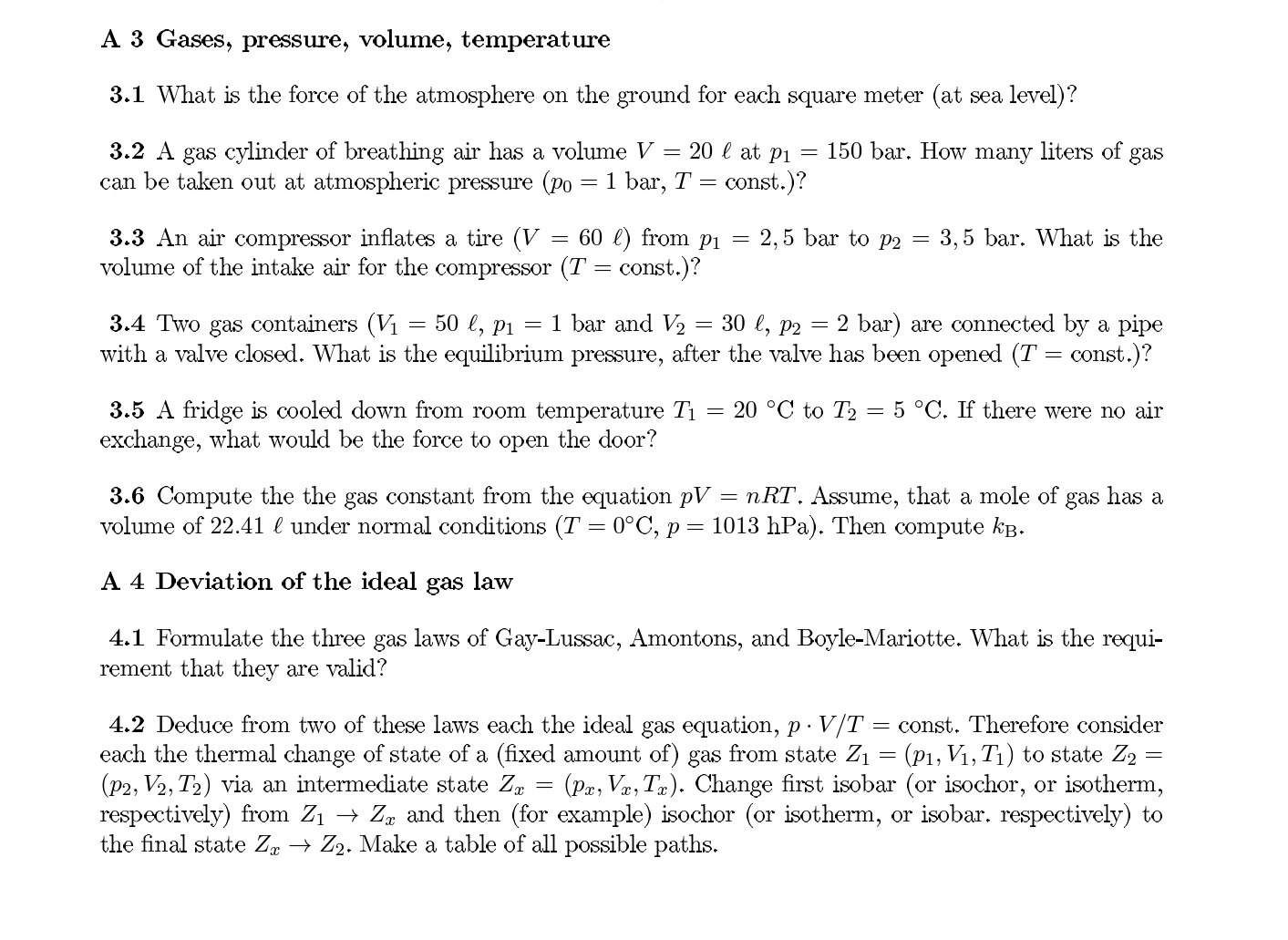 Solved A 3 Gases, pressure, volume, temperature 3.1 What is | Chegg.com