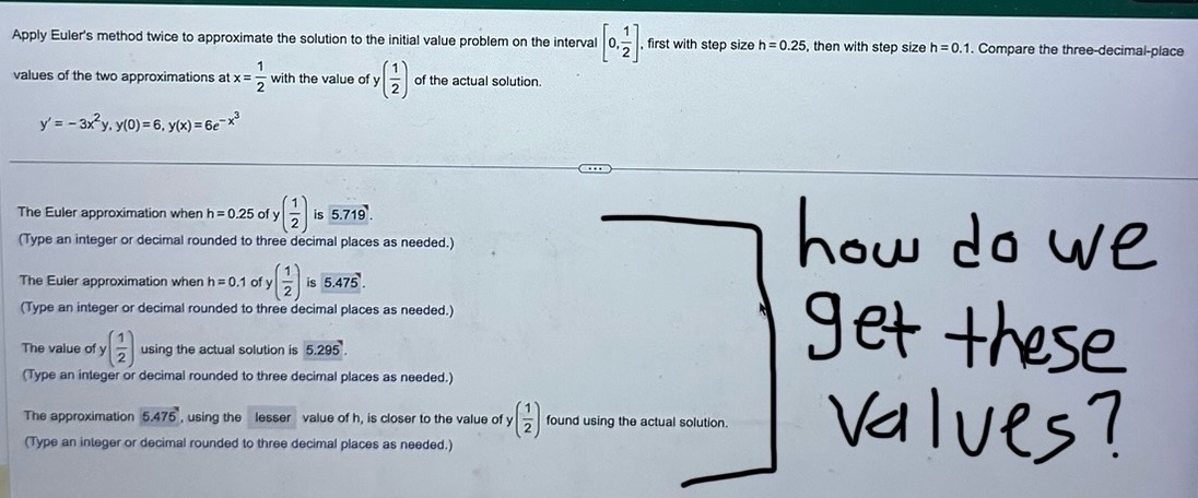 Solved Apply Euler's method twice to approximate the | Chegg.com
