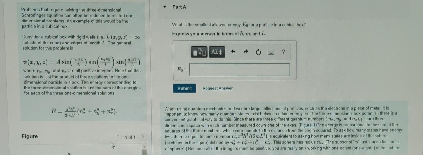Solved E=2mL2π2ℏ2(nx2+ny2+nz2) When using quantum mechanics | Chegg.com
