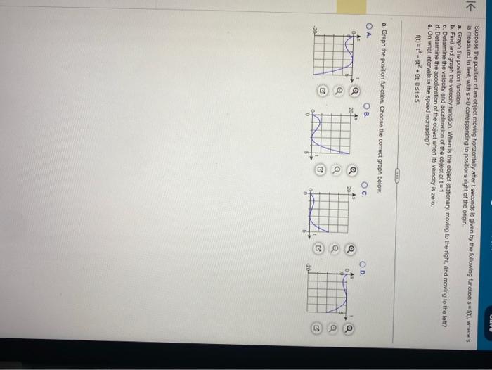 Solved Suppose the position of an object moving horizontally | Chegg.com