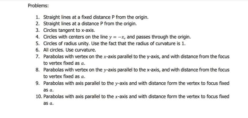 Solved Problems: 1. Straight lines at a fixed distance P | Chegg.com