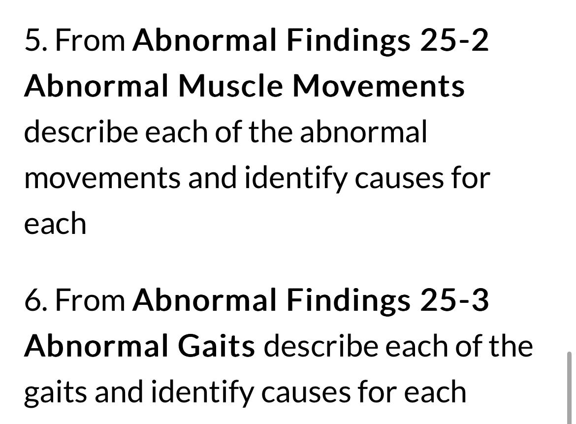 Solved From Abnormal Findings 25-2 ﻿Abnormal Muscle | Chegg.com