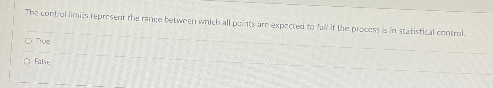 Solved The control limits represent the range between which | Chegg.com