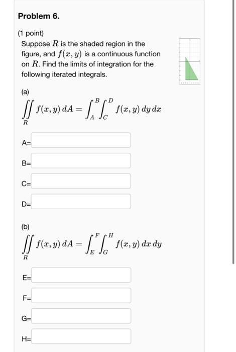 Solved (1 point) Suppose R is the shaded region in the | Chegg.com