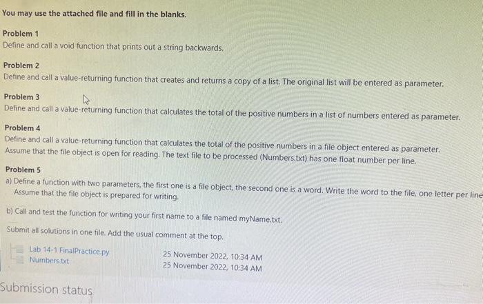 Solved You may use the attached file and fill in the blanks. | Chegg.com
