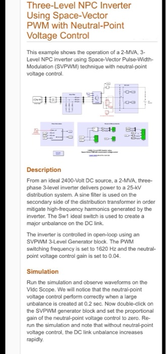 Three-Level NPC Inverter Using Space-Vector PWM with | Chegg.com
