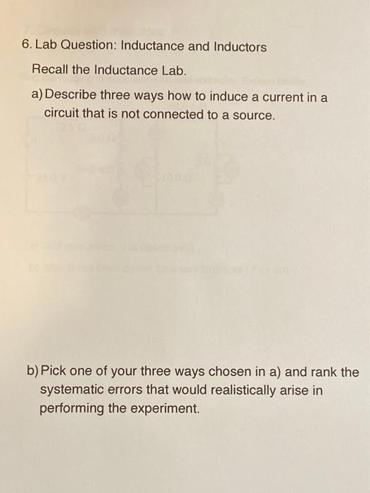 Solved 6. Lab Question: Inductance and Inductors Recall the | Chegg.com